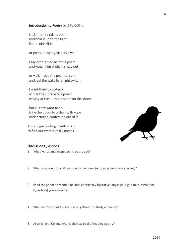 Poetry Analysis and Discussion Guide | PDF | Art | Poetry