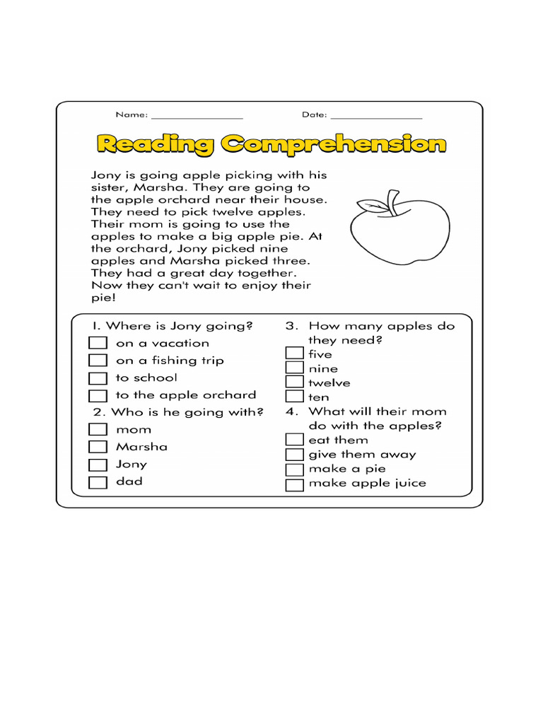 Printable First Grade Reading Comprehension Worksheets 2241.Jpg | PDF