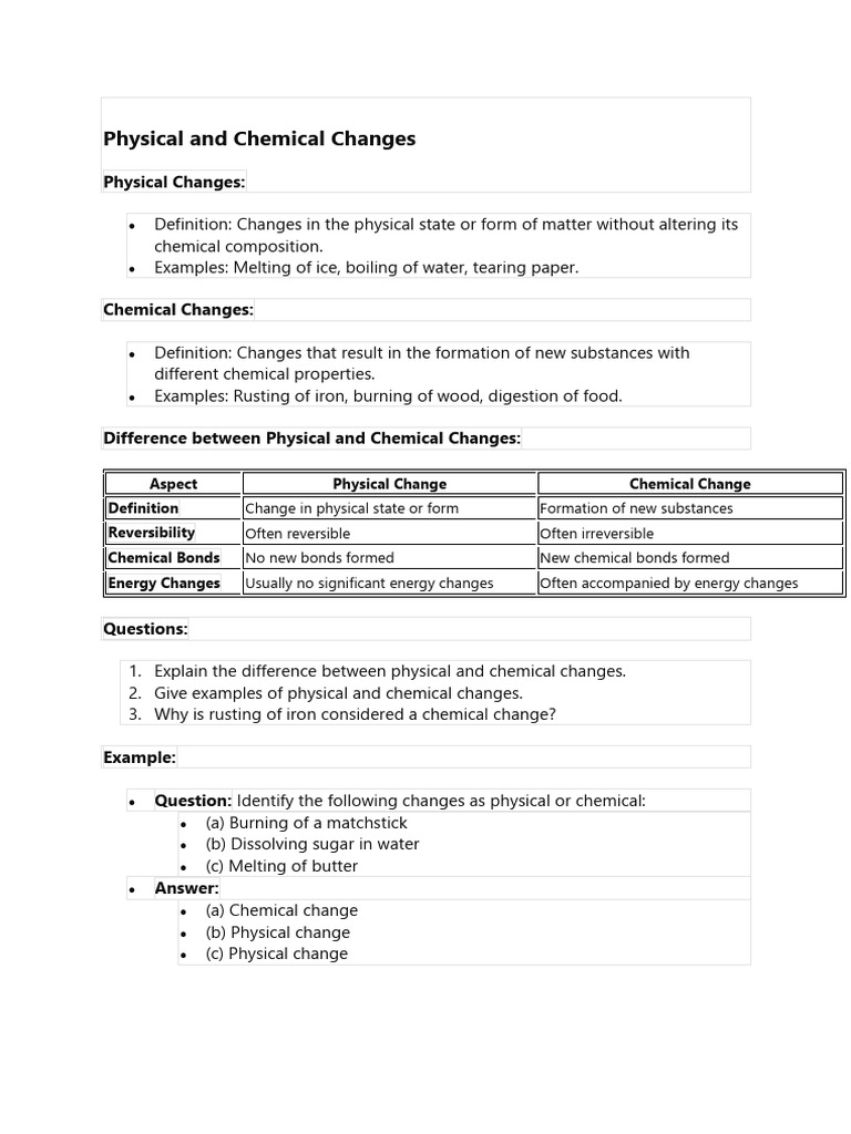 Physical and Chemical Changes | PDF | Density | Force
