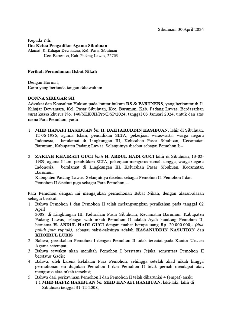 Isbat Hanafi - Zakiah | PDF | Hukum