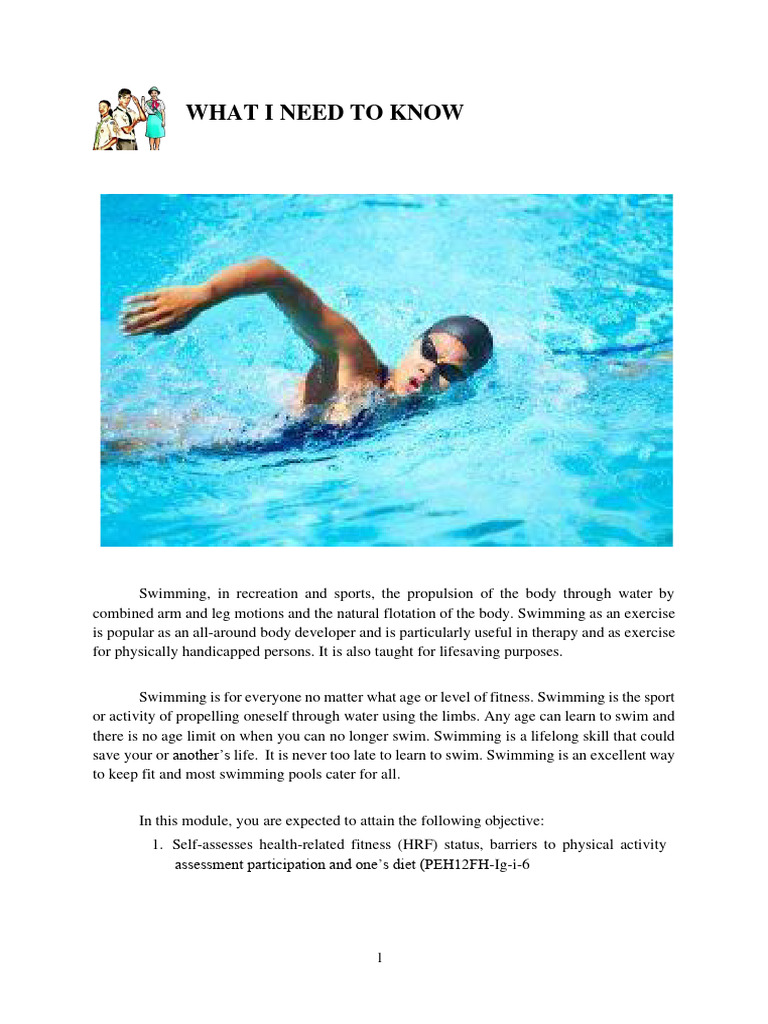 ADM PEH12 W1-Swimming | PDF | Swimming | Physical Fitness