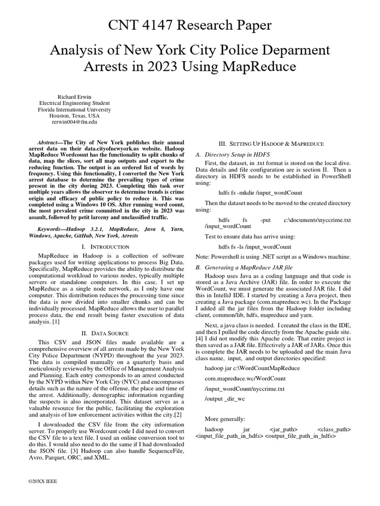 Richard Erwin - Big Data Research Paper | PDF | Apache Hadoop | Map Reduce