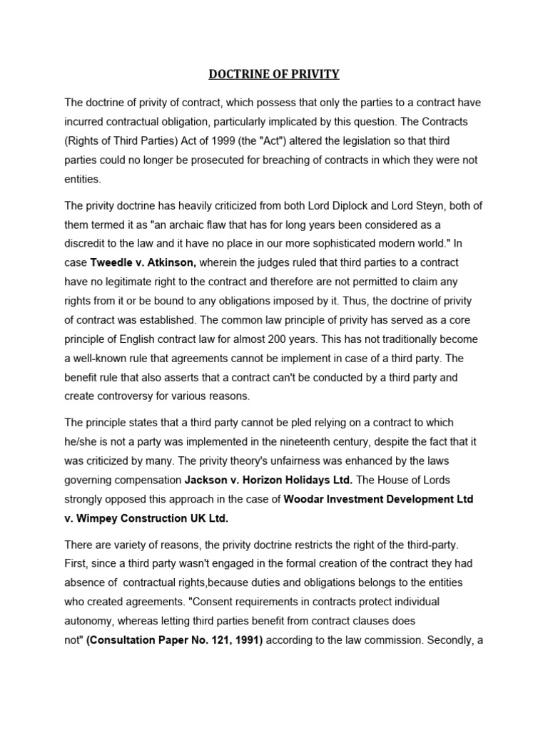 Doctrine of Privity | PDF | Legal Concepts | Justice