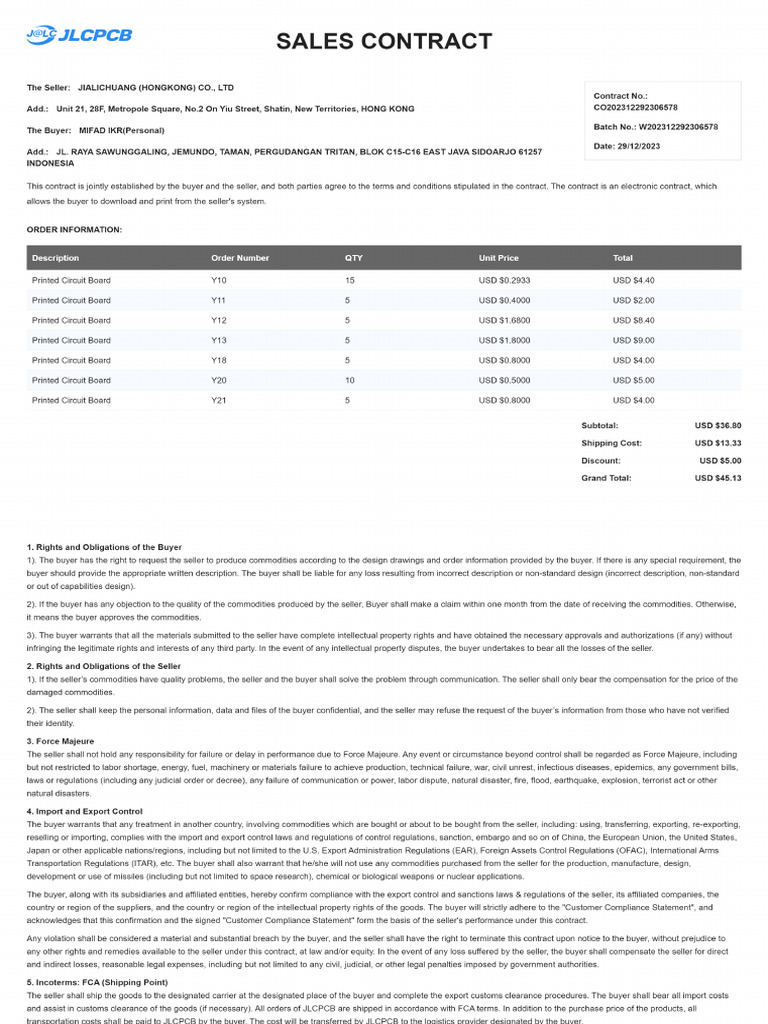 Sales Contract | PDF