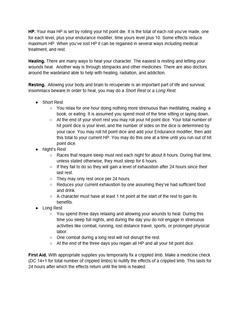 07-HP, Healing, Resting, First Aid, and Medicine | PDF | Medicine ...