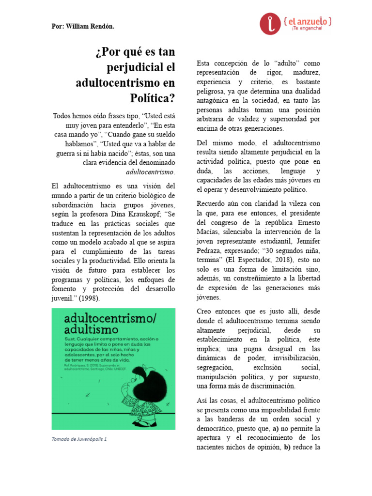 Por Qué Es Tan Perjudicial El Adultocentrismo en Política | PDF ...