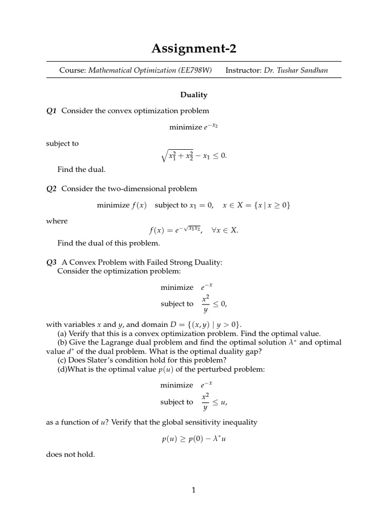 Math Optimization Assignment | PDF | Mathematical Optimization | Analysis