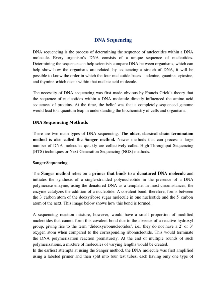 DNA Sequencing | PDF | Dna Sequencing | Sequencing