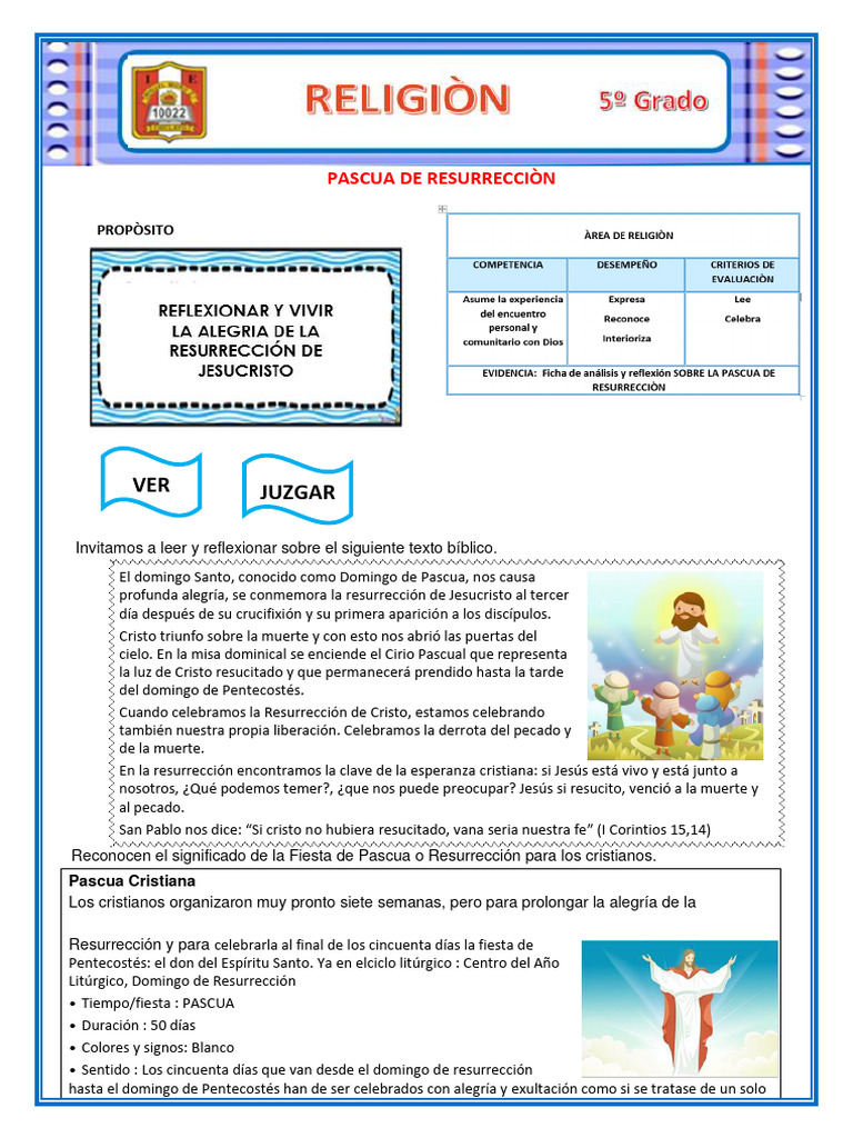 Ficha Sesion Pascua de Resurrecciòn 5grado | PDF | Pascua de ...