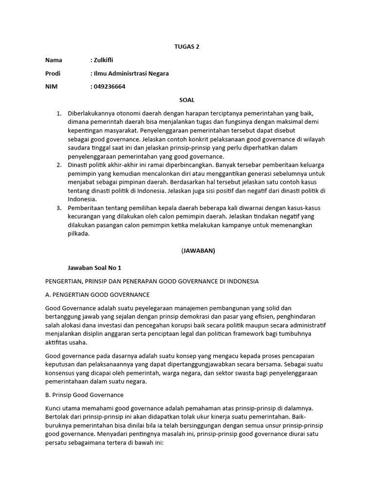 TUGAS 2 ISIP4214 Sistem Sosial Budaya Indonesia Zulkifli | PDF