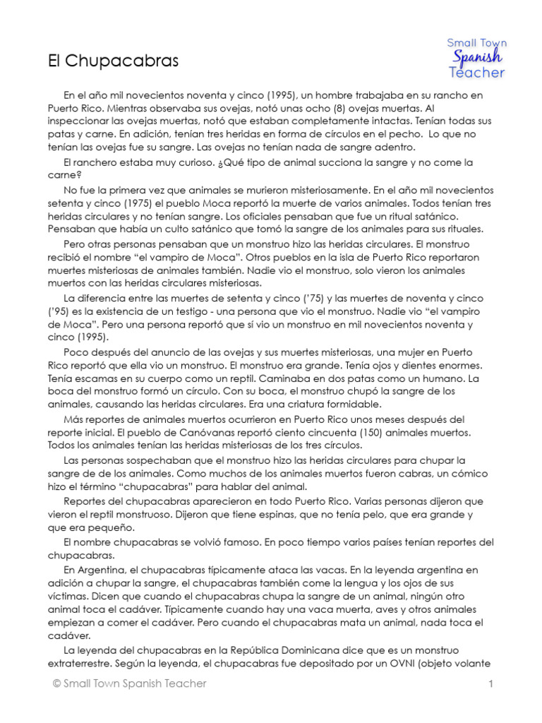 La leyenda del Chupacabras en Latinoamérica | PDF | Novela negra ...