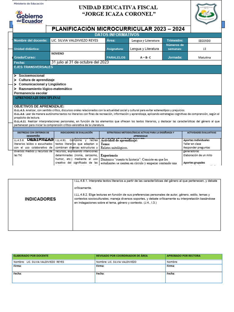Planificación 2do Trimestre 9no Lenguaje | PDF | Aprendizaje | Comunicación humana