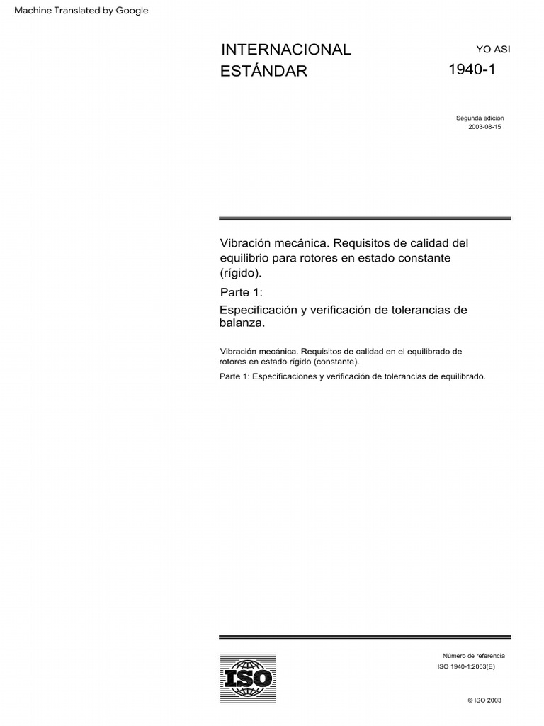 ISO - 1940-1 Español | PDF | Vector Euclidiano | Rodamiento (Mecánico)