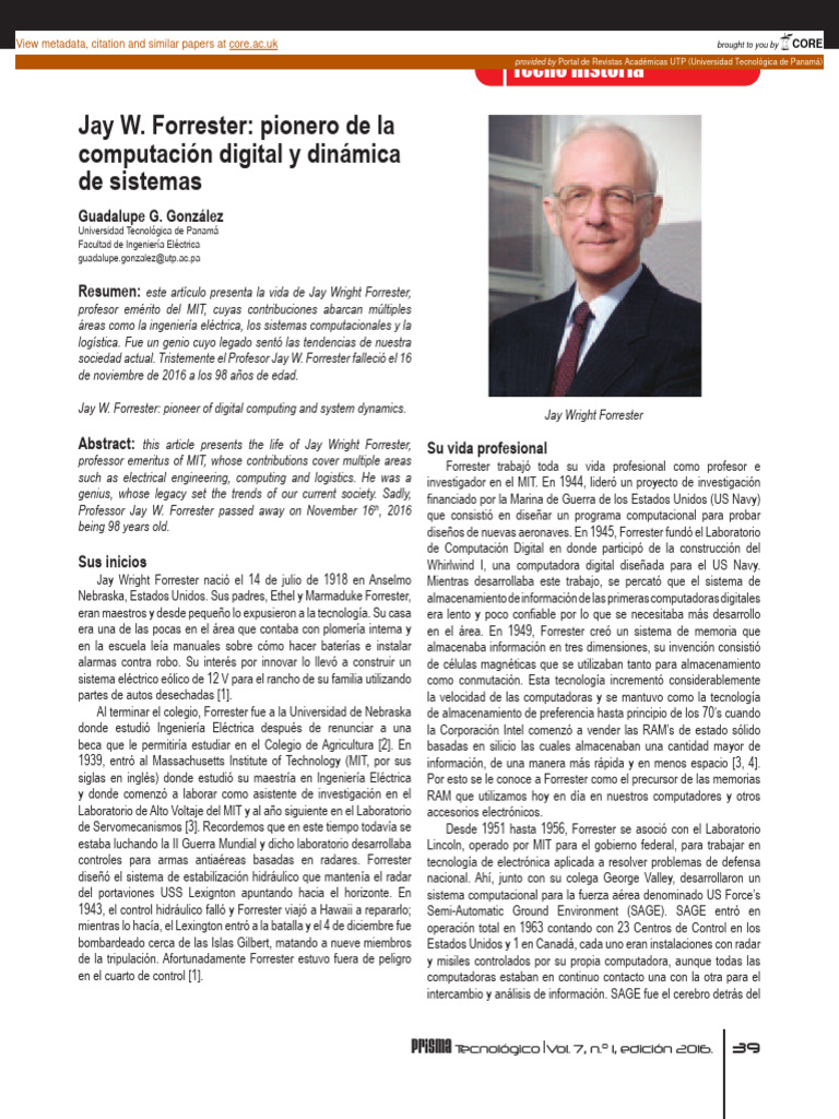 Jay W. Forrester: Pionero en Computación | PDF | Instituto de ...
