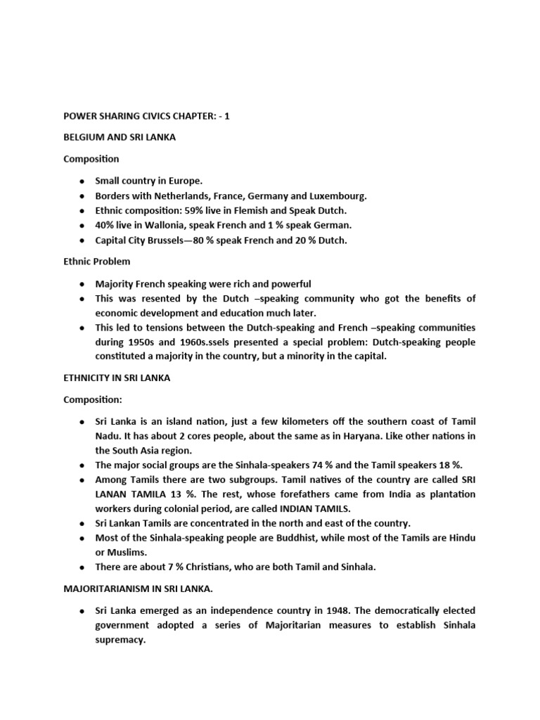 Power Sharing Civics Chapter | PDF | Government | Democracy