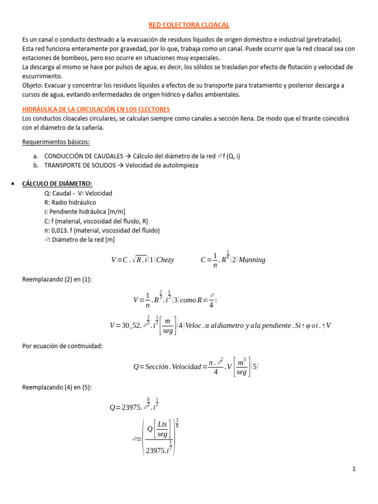 Red Colectora Claocal | PDF | Descarga (hidrología) | Ingeniería Química