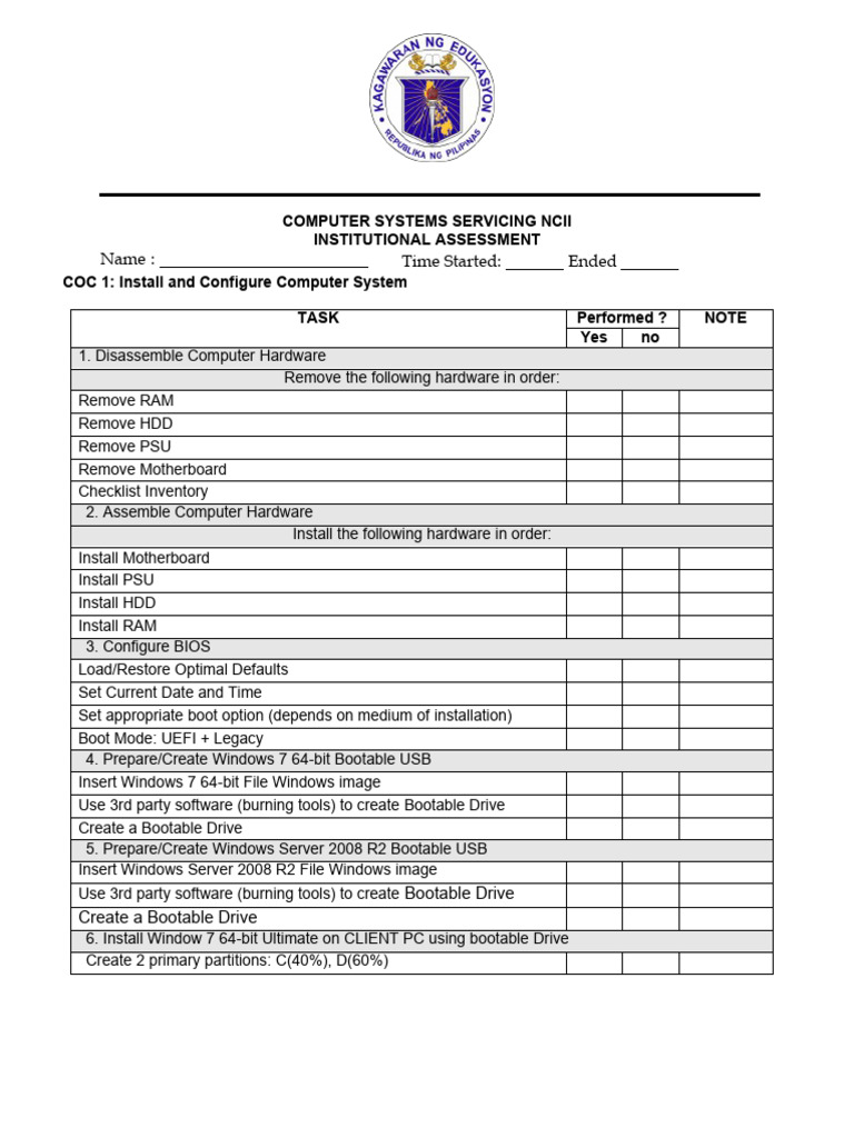 COC1 Institutional Assessment | PDF | Computers