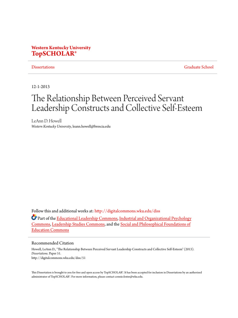 The Relationship Between Perceived Servant Leadership Constructs | PDF | Leadership | Servant ...