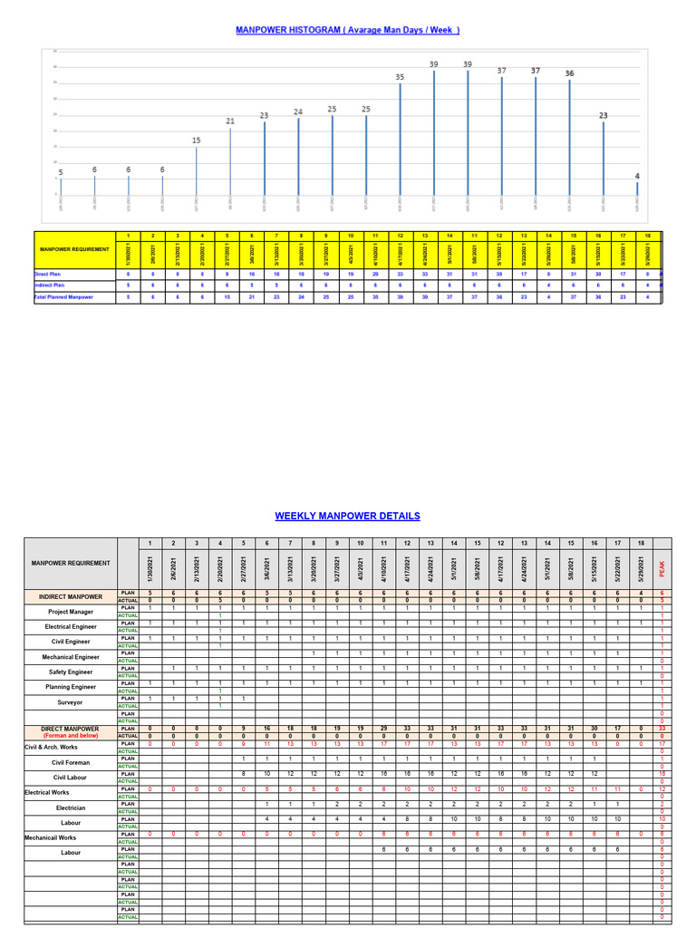 5-Resource Histogram (Manpower) | PDF | Engineering