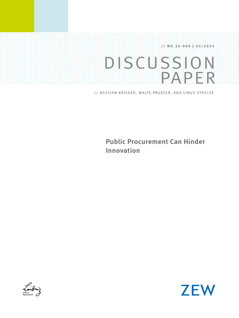 Discussion Paper: Public Procurement Can Hinder Innovation | PDF ...