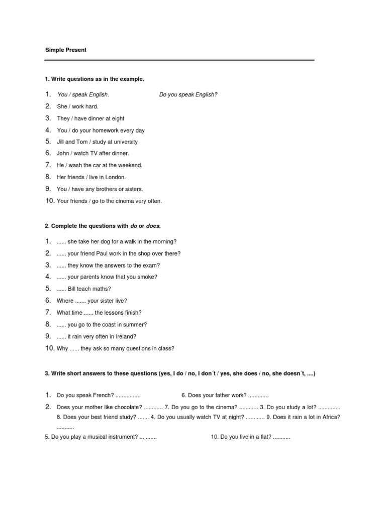 Simple Present Test | PDF