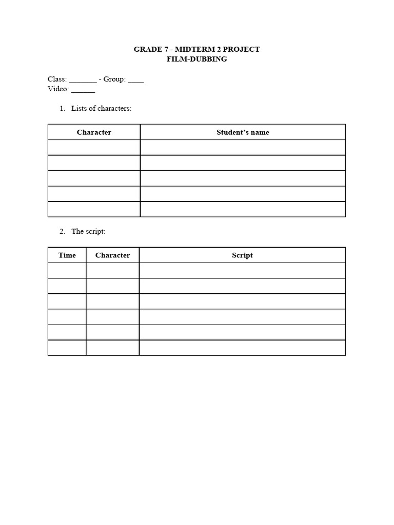 G7 Film Dubbing Script Template | PDF