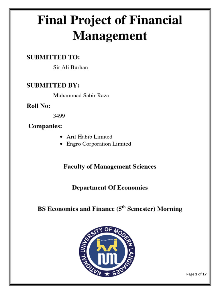 Final Project FM Sabir | PDF | Investing | Financial Risk