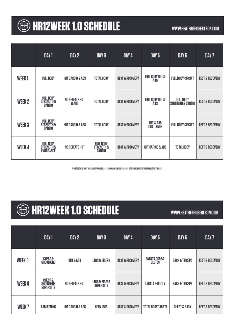 HR12WEEK 1 Calendar | PDF | High Intensity Interval Training | Aerobic Exercise