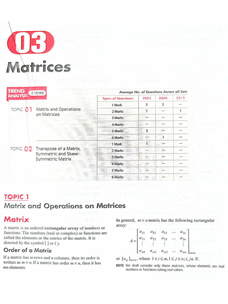 Matrices and Determinants. CBSE Maths | PDF