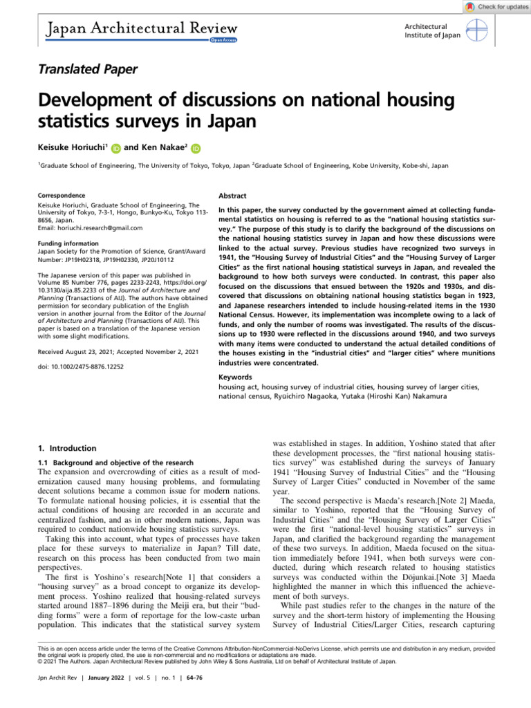 Japan Architectural Review - 2021 - Horiuchi - Development of ...