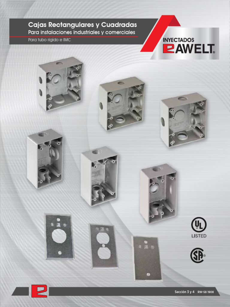 Ficha Tecnica Caja Rectangular y Cuadrada Conduit Tipo Rawelt | PDF ...