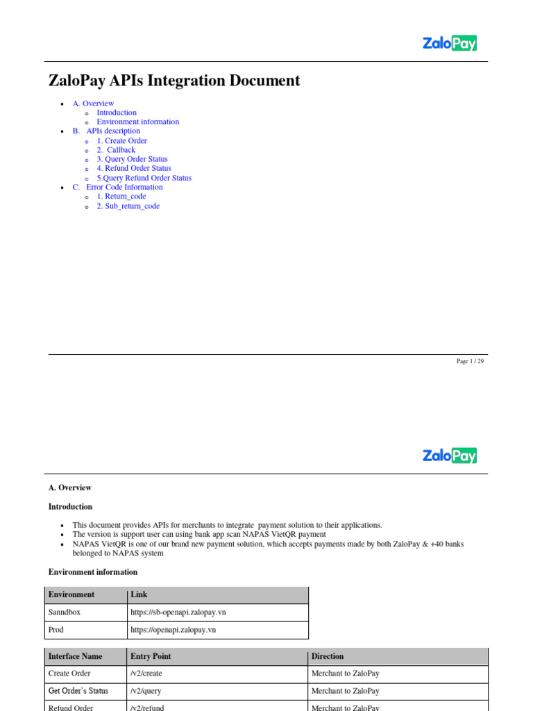 ZaloPay APIs Integration Document | PDF | Qr Code | Computing