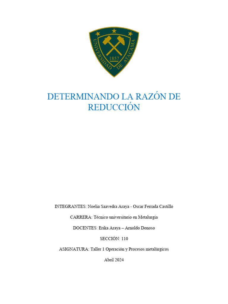 Razón de Reducción | PDF | Química | Mole (Unidad)