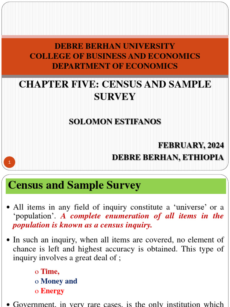 Chapter 5 - Census and Sample Survey | PDF | Sampling (Statistics) | Stratified Sampling