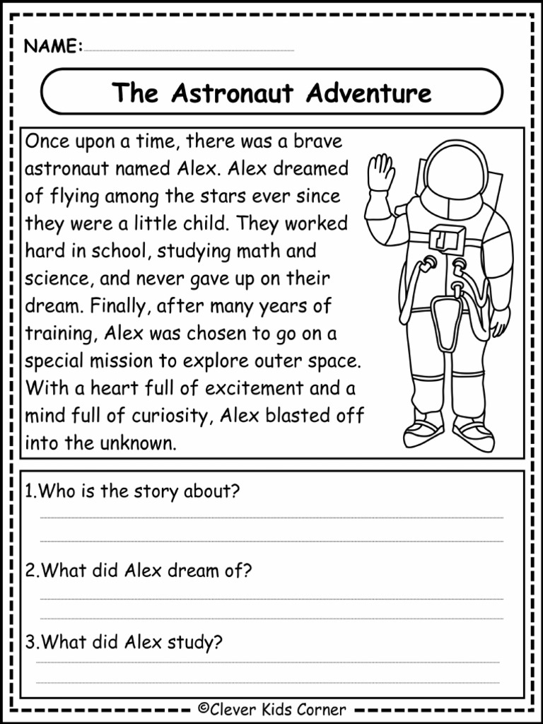 Astronaut Reading Comprehension Passages For K-2 | PDF