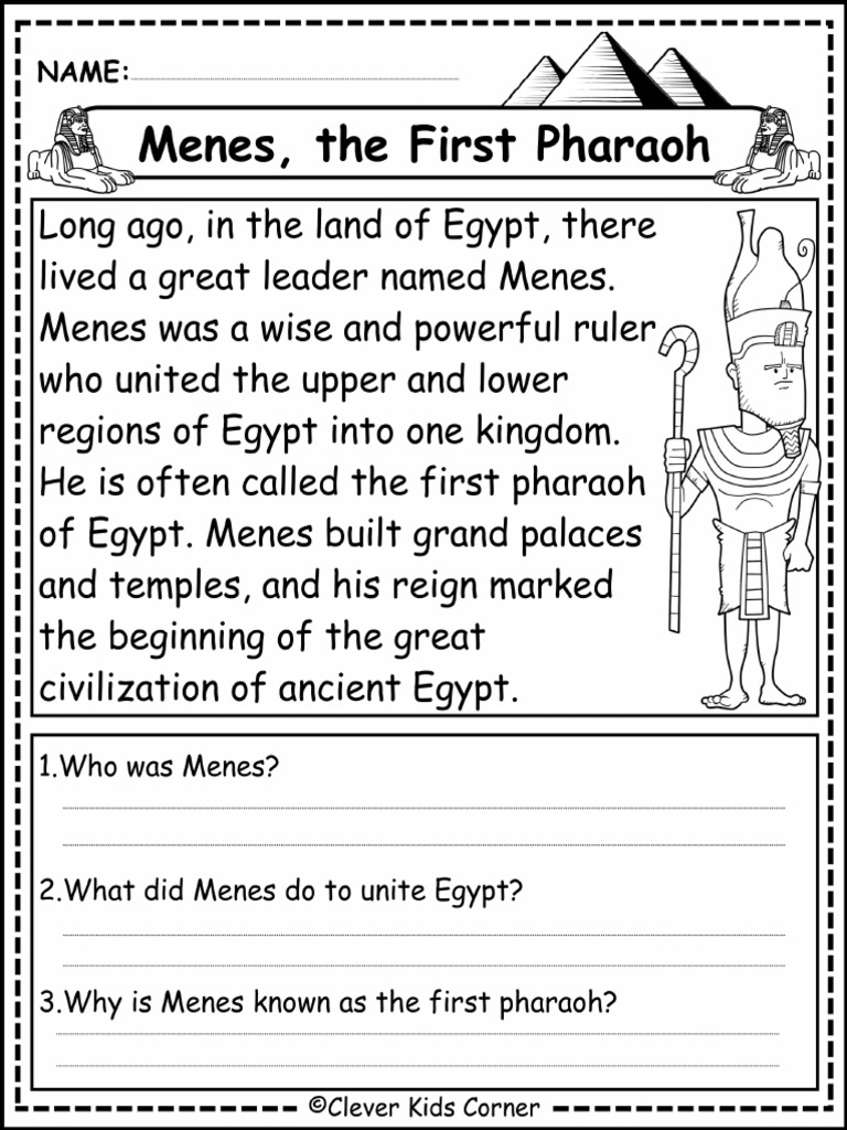 Ancient Egypt Reading Comprehension Passages For K-2 | PDF