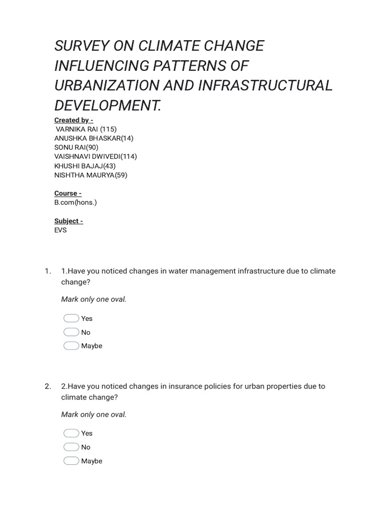 Climate Change Impact on Urbanization Survey | PDF | Climate Change ...