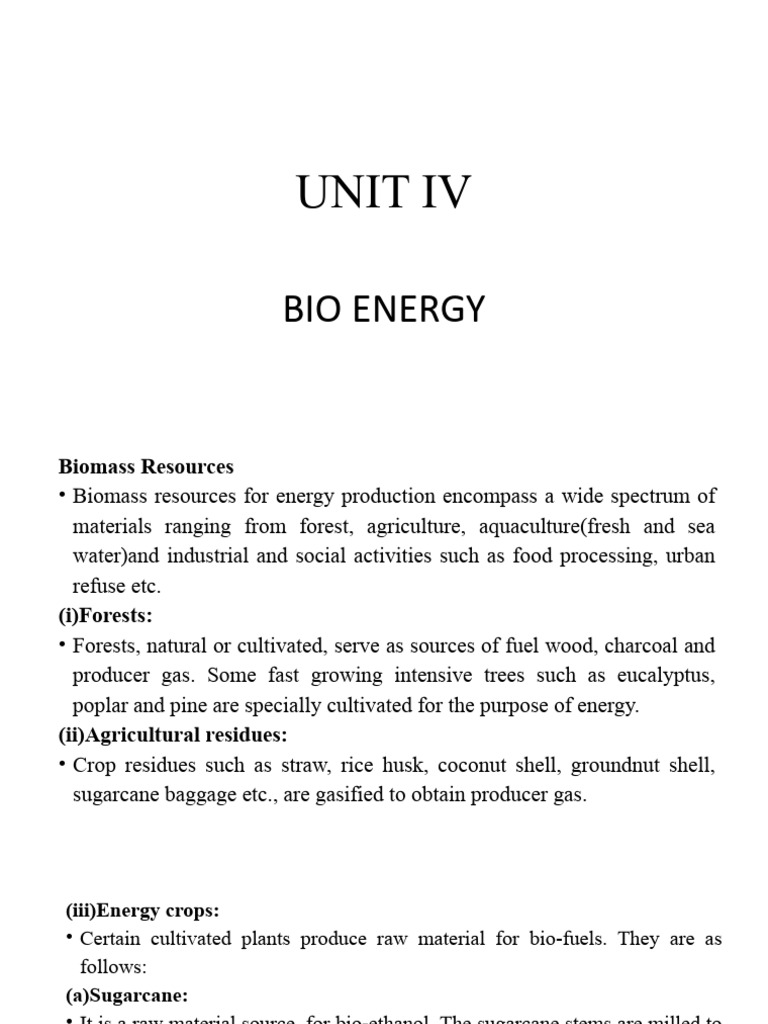 RES Unit 4 | PDF | Biofuel | Photosynthesis