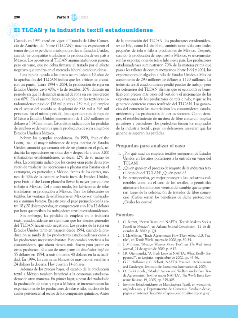 Impacto del TLCAN en la Industria Textil | PDF | Tratado de Libre Comercio Norteamericano ...