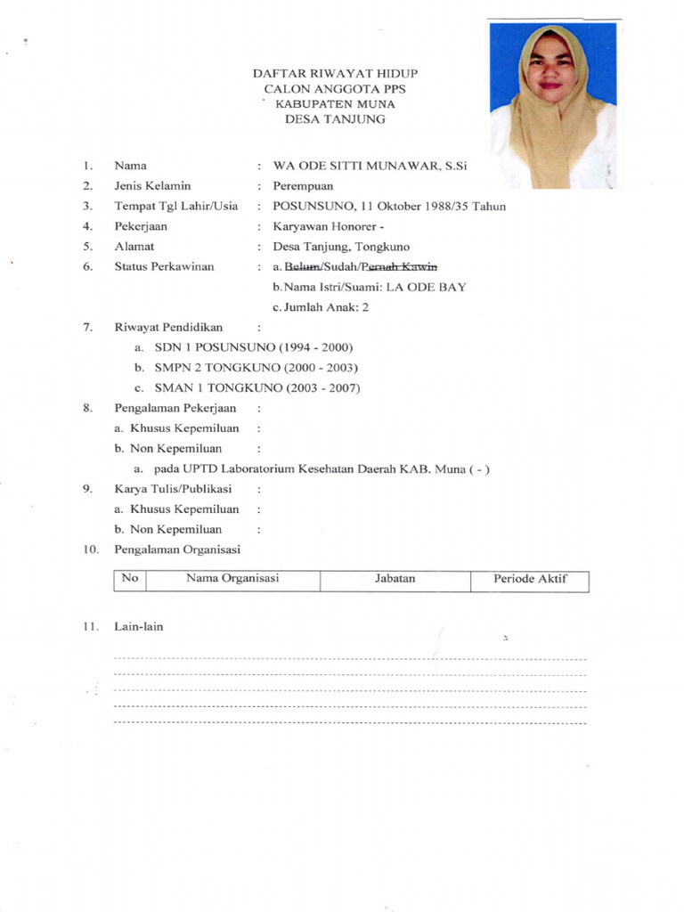 Riwayat Hidup Munawar | PDF