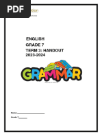 GRD 7 English Notes T2 2022 (Tom Newby School) | PDF | Subject (Grammar ...