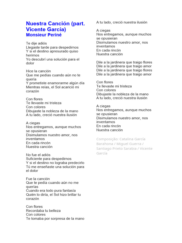 Nuestra Cancin Monsieur Perin | PDF