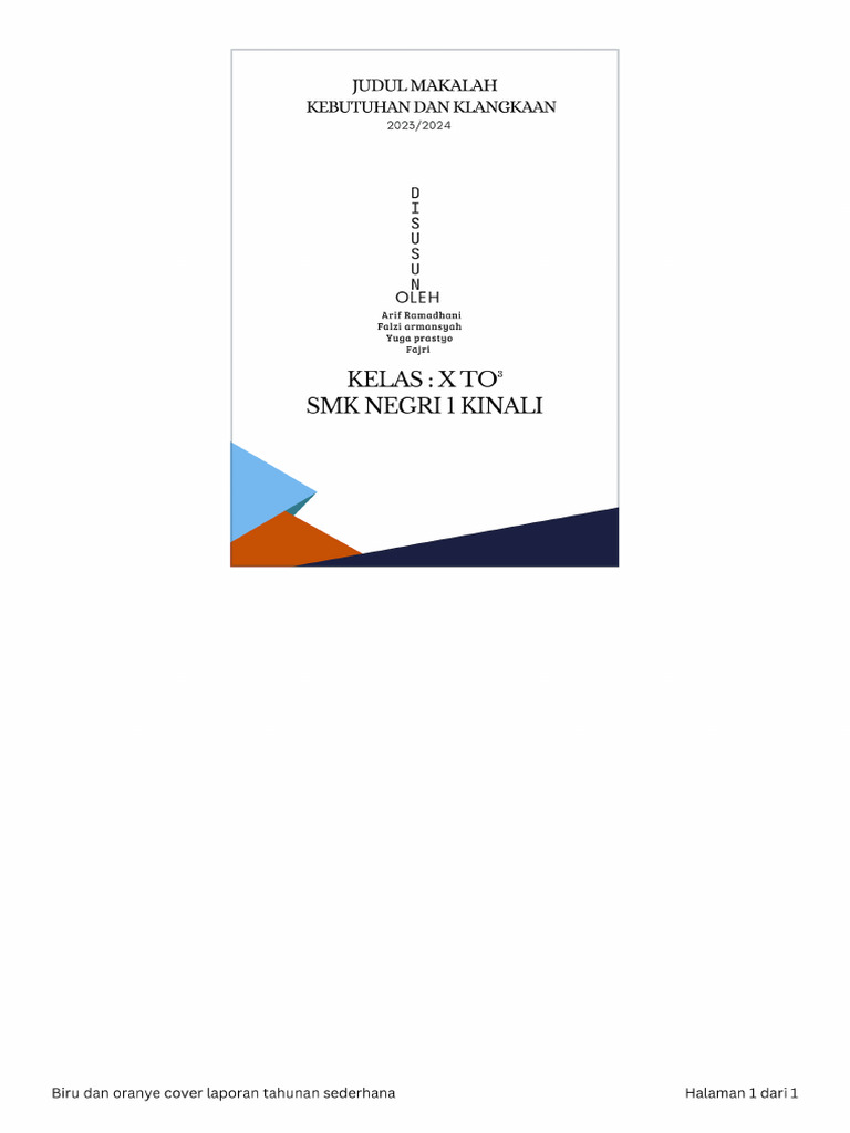 Biru Dan Oranye Cover Laporan Tahunan Sederhana | PDF