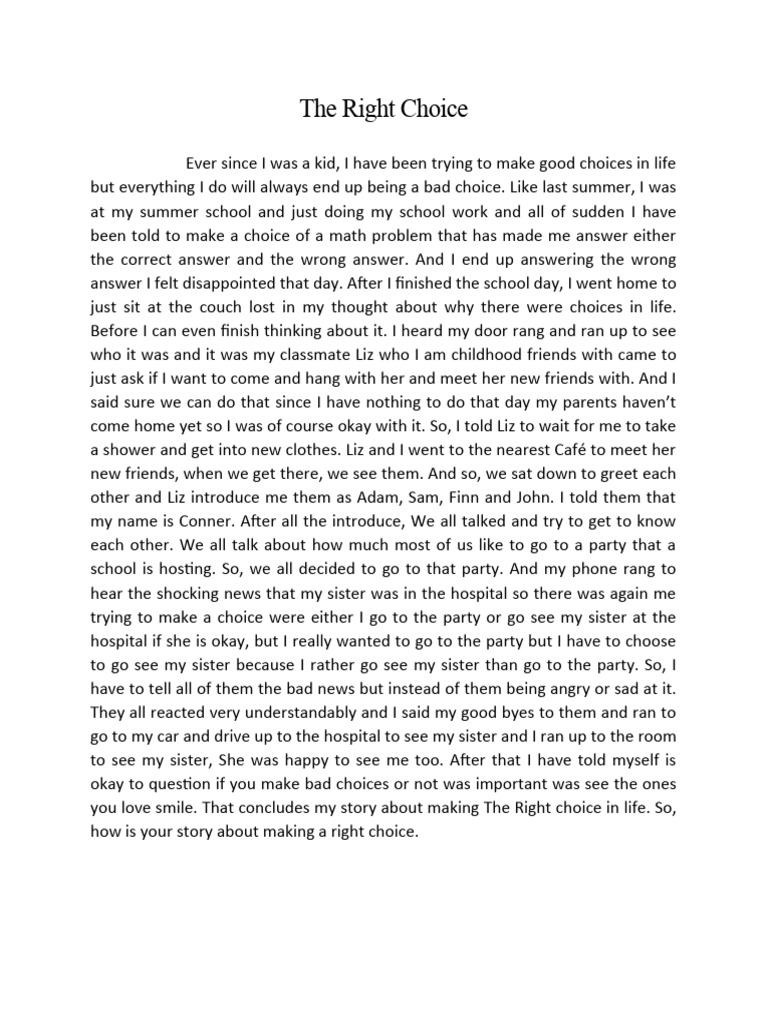 The Right Choice | PDF