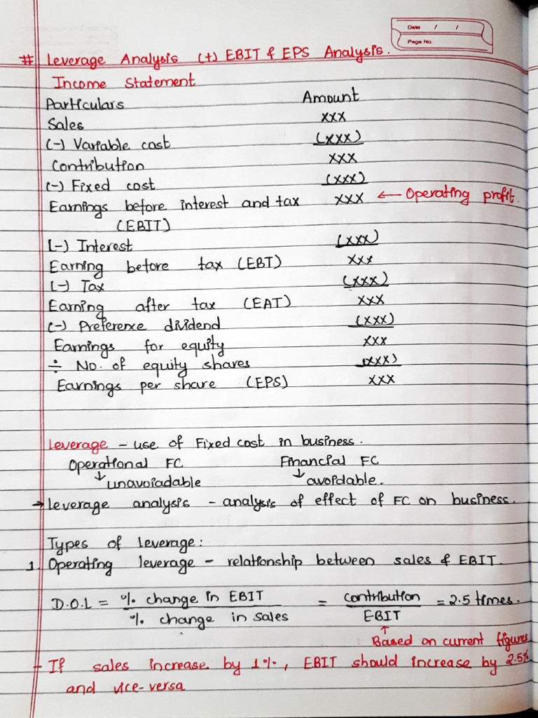 Leverage And Ebit Eps Pdf