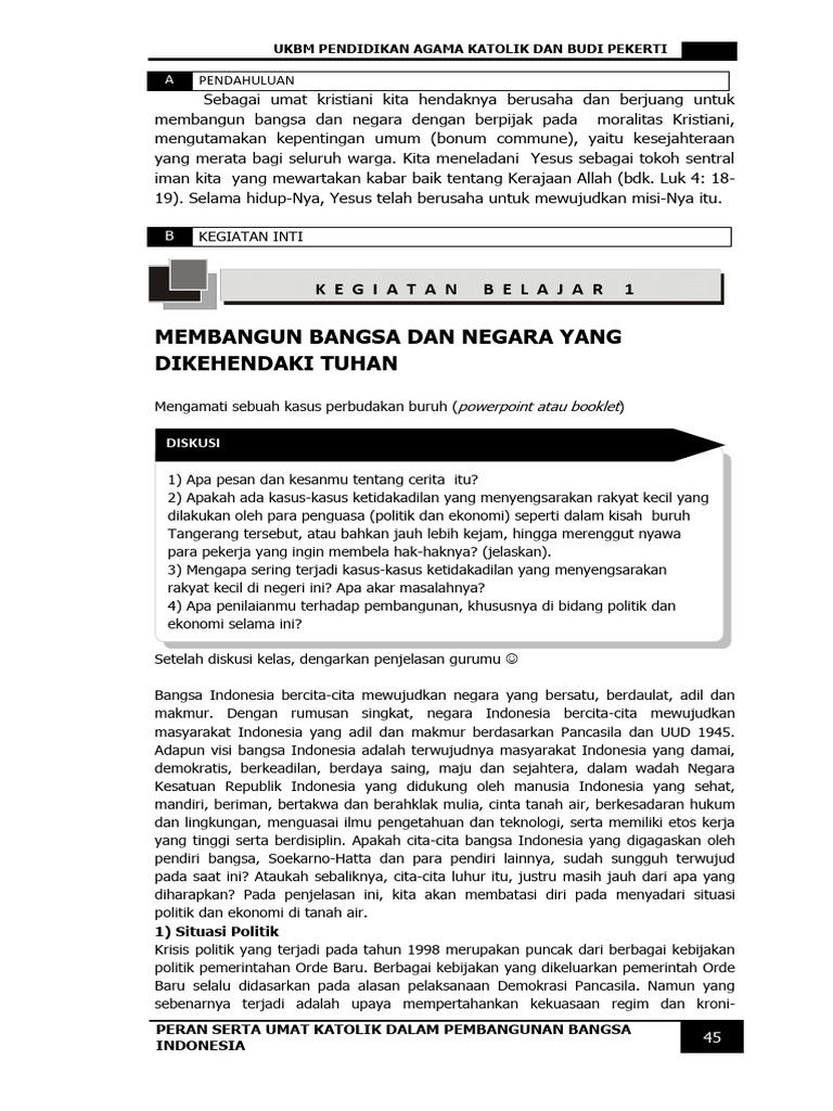 5.peran Serta Umat Katolik Dalam Pembangunan Bangsa Indonesia | PDF