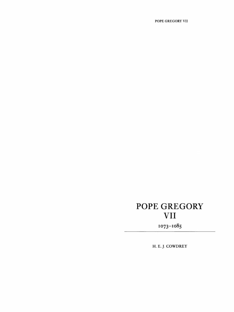 H. E. Cowdrey, Pope Gregory VII | PDF