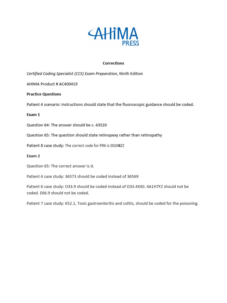 Certified Coding Specialist Ccs Exam Preparation 9th Edition | PDF