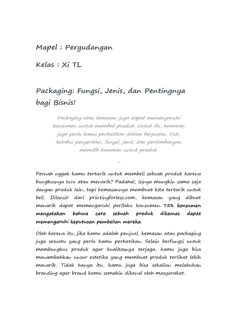 Materi Packing | PDF | Bisnis