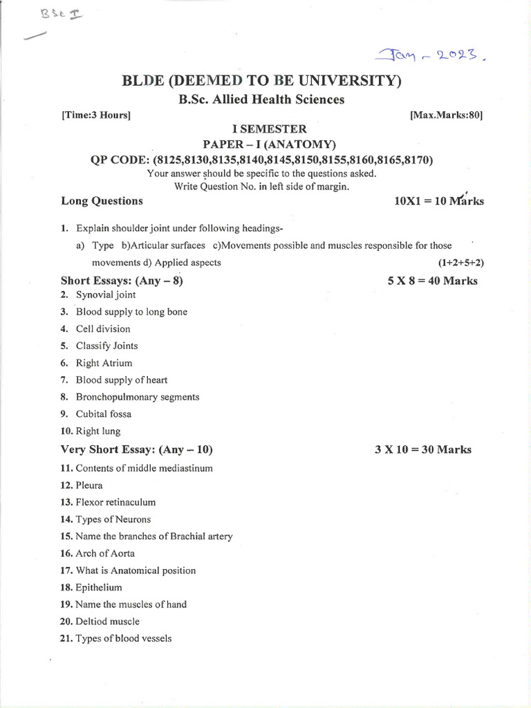 AHS_1st sem_Jan_2023 | PDF